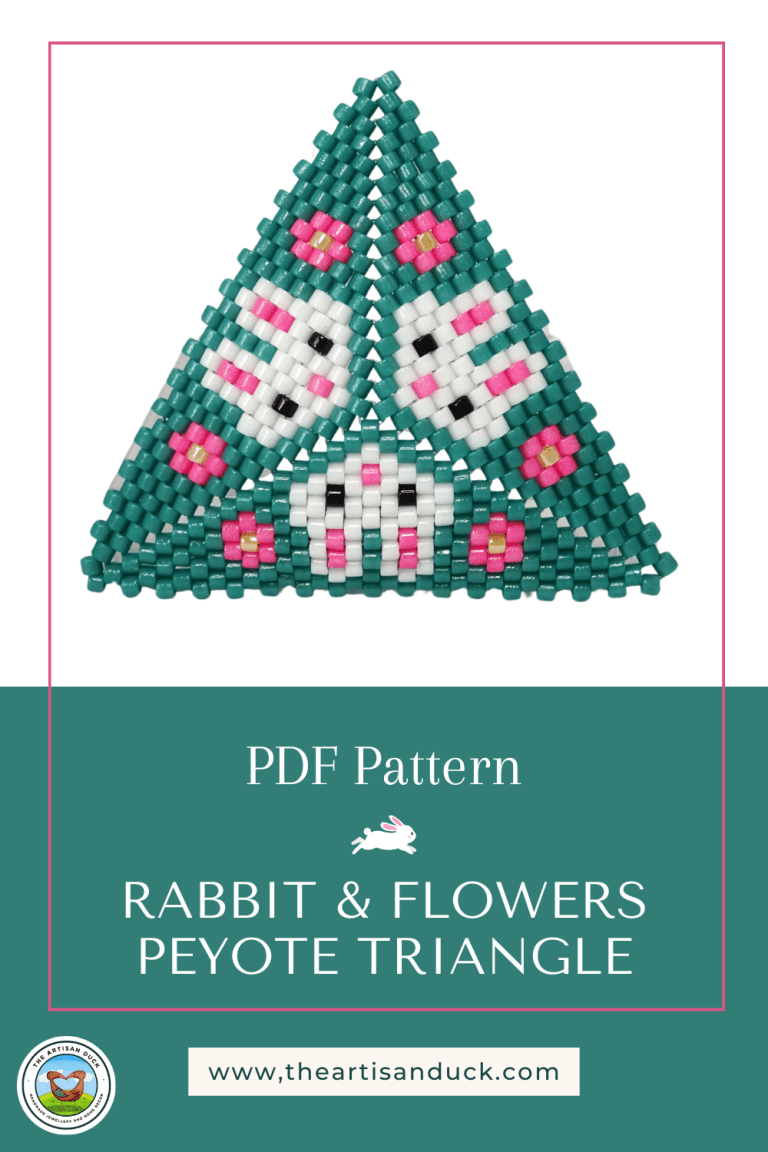Peyote Triangle PDF Pattern – Rabbits with Flowers – The Artisan Duck